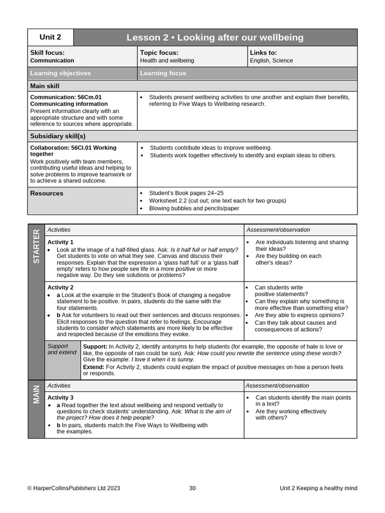GP6 TG Unit 2 2 Lesson Plan | PDF
