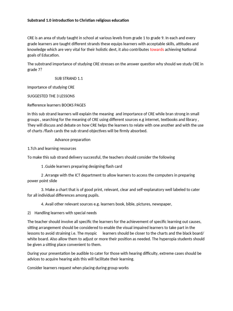 CRE Is An Area of Study Taught in School at Various Levels From Grade 1 ...