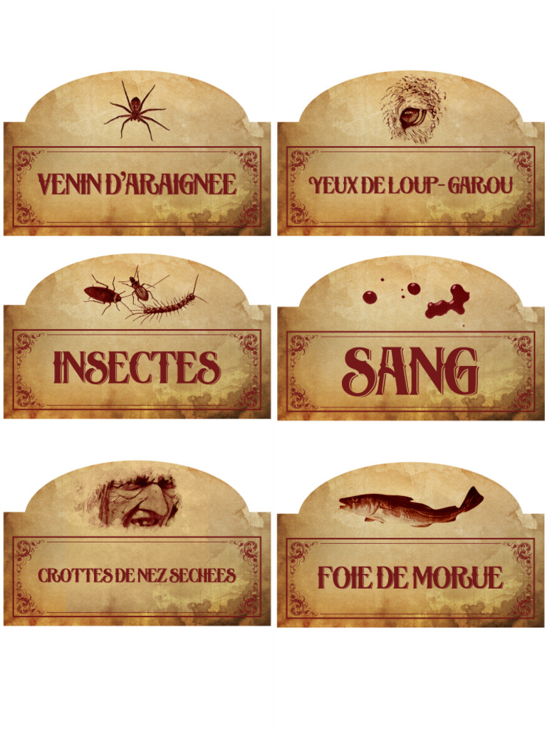 Etiquette - Potion - Magiqueplan de Travail 1 | PDF