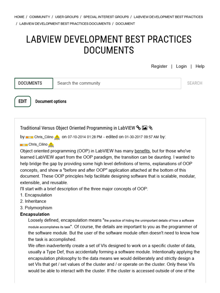 Traditional Versus Object Oriented Programming in LabVIEW - NI Community | PDF