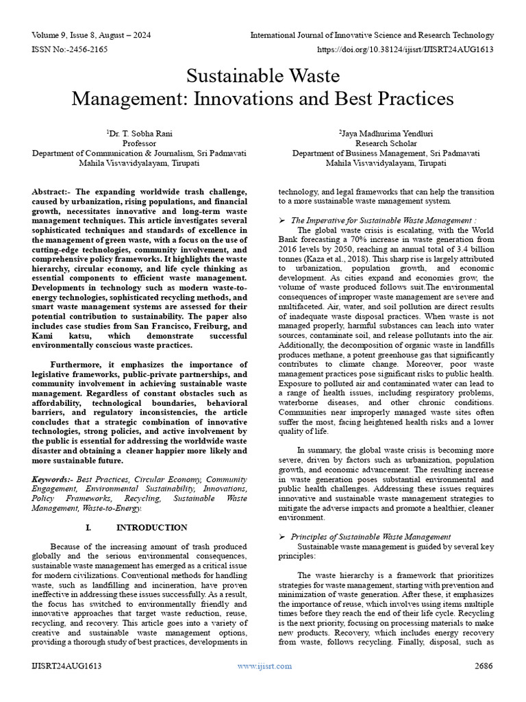 Sustainable Waste Management Innovations | PDF | Waste Management ...
