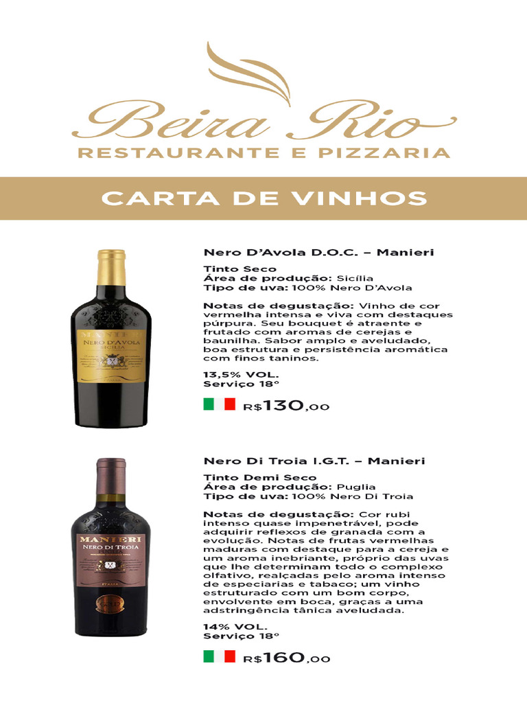 Carta de Vinhos Beira Rio 2023 | PDF