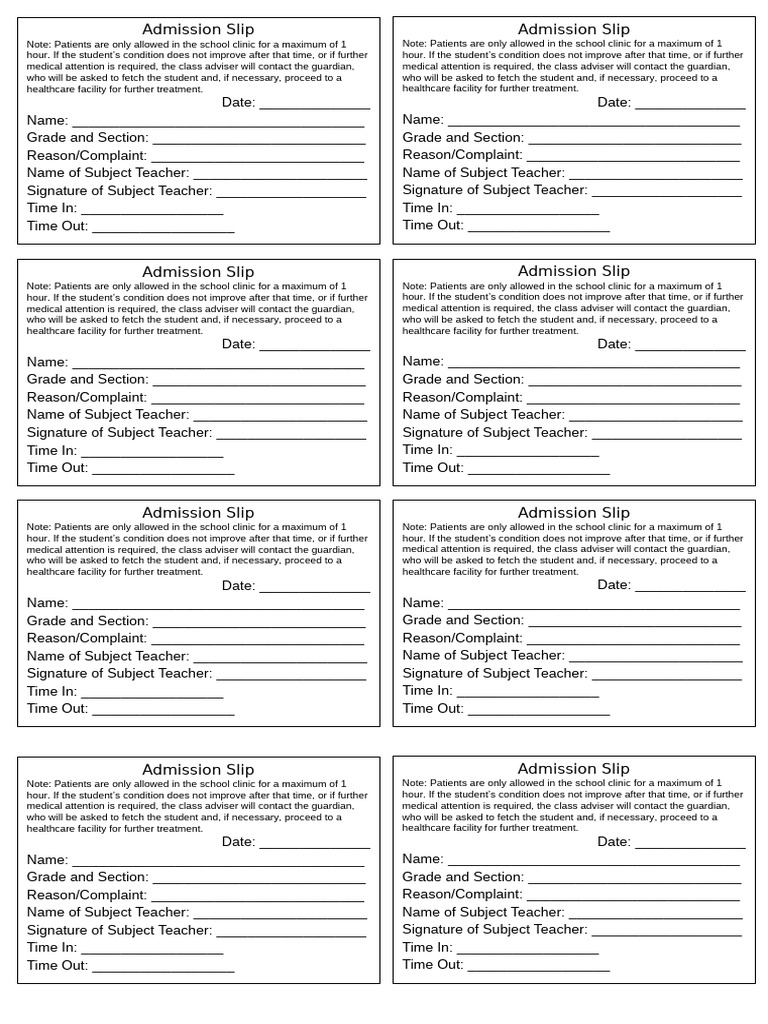 Admission Slip | PDF