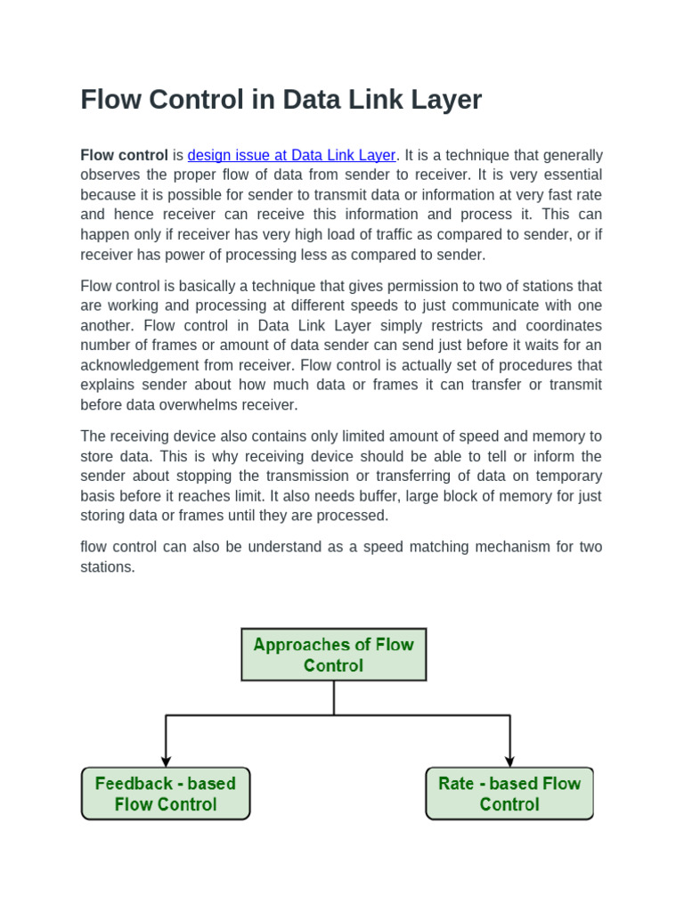 Flow Control in Data Link Layer | PDF