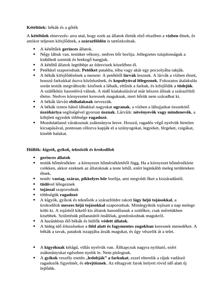 Kétéltűek | PDF