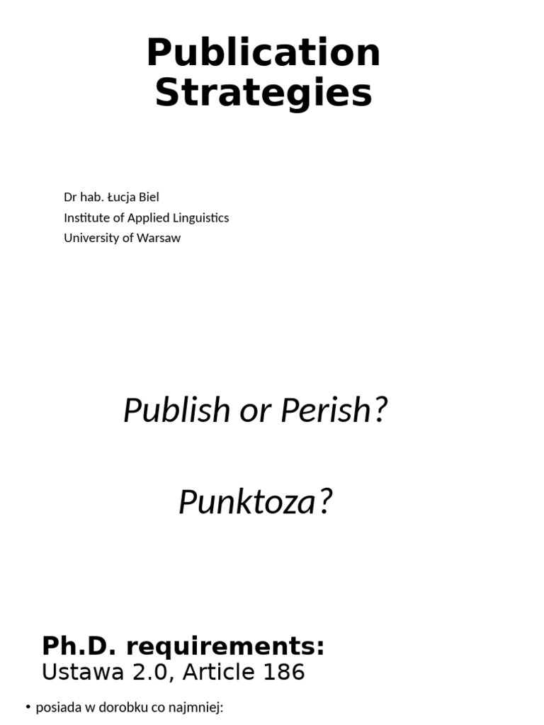 Publication Strategies | PDF