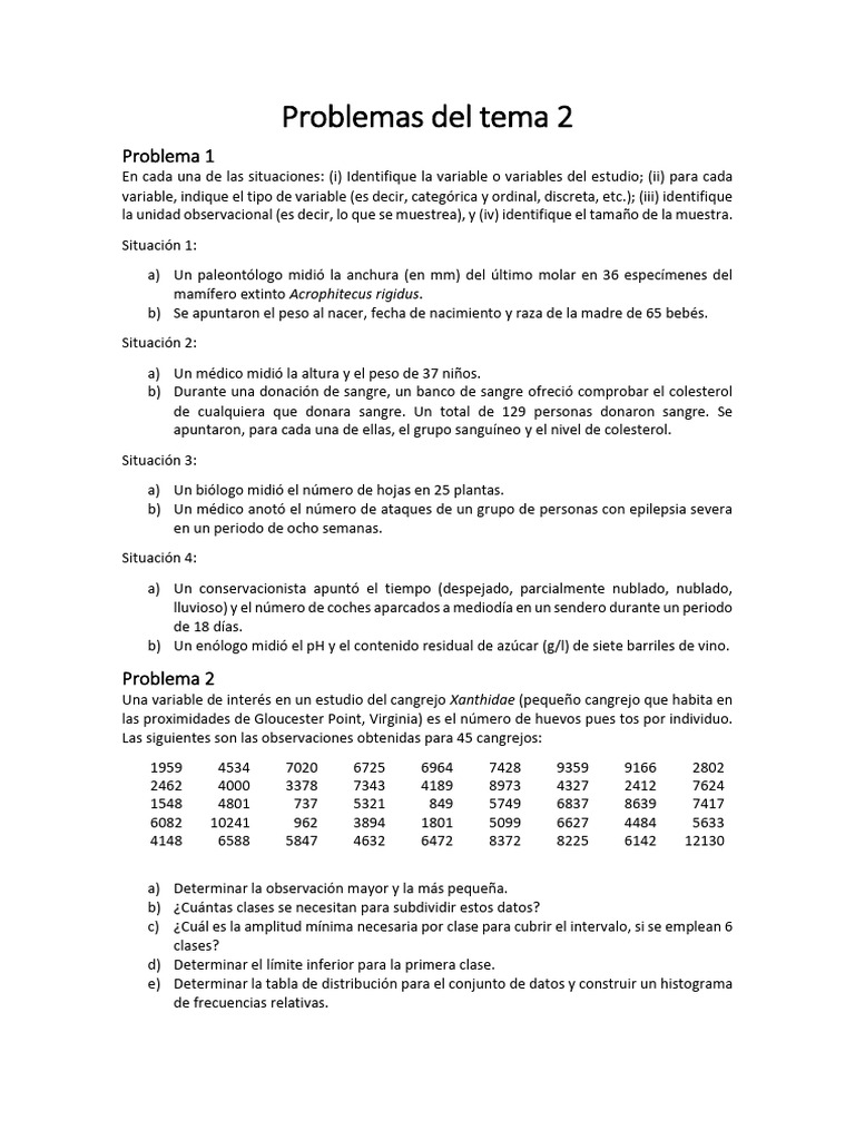 Problemas Del Tema 2 | PDF