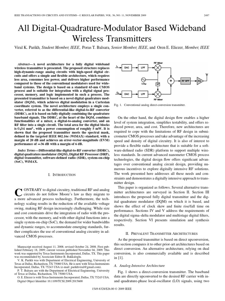 All Digital-Quadrature-Modulator Based Wideband Wireless Transmitters | PDF