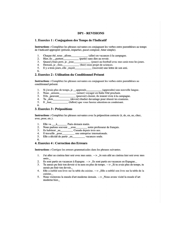 French Homework - Revision | PDF