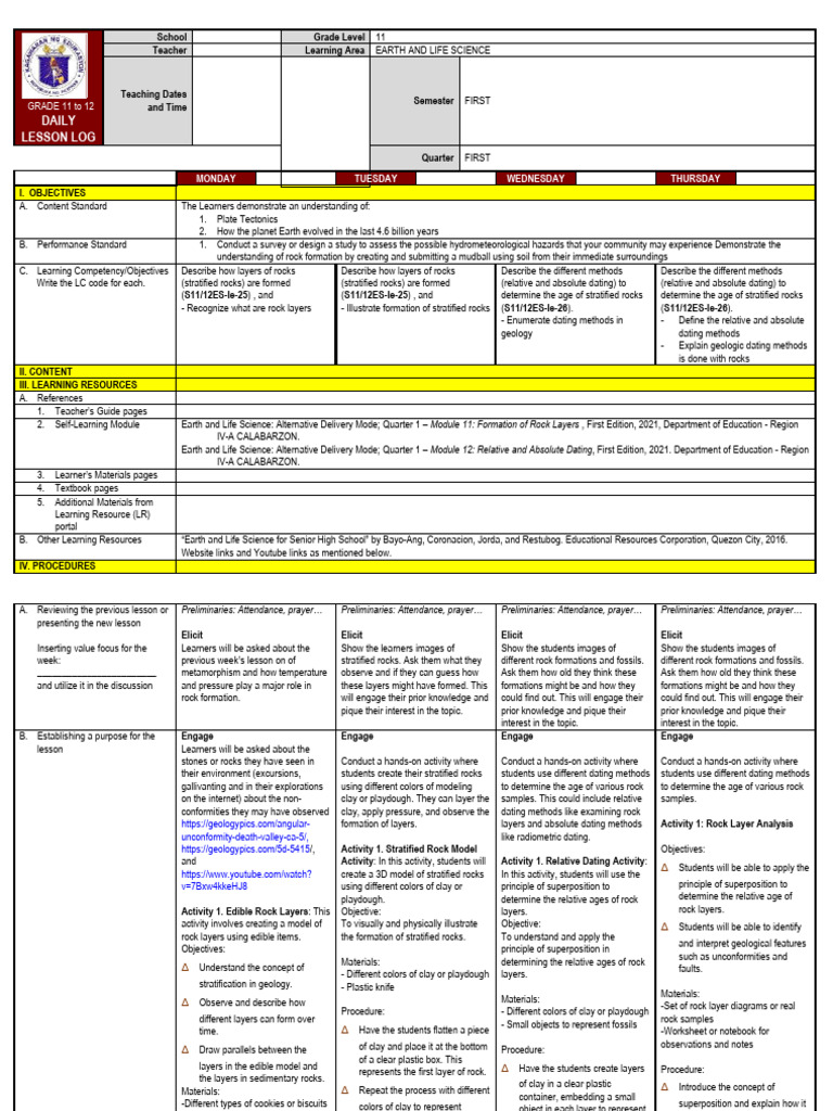 DLL Earth&LifeScience Q1 W3 | PDF