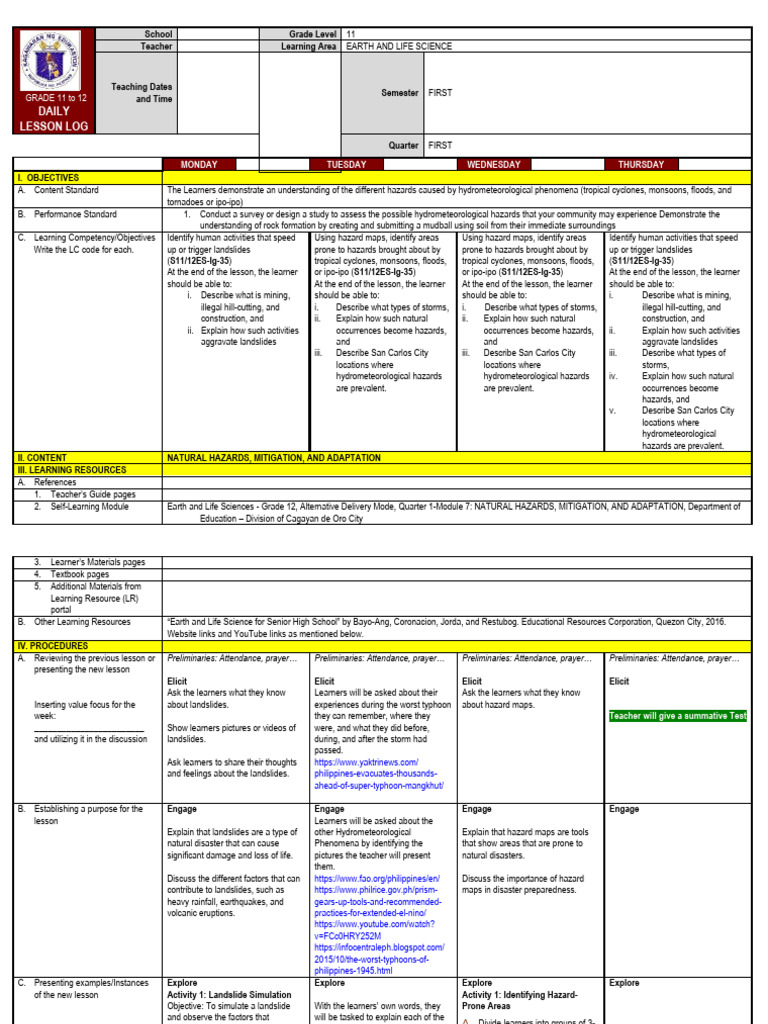 DLL Earth&LifeScience Q1 W5 | PDF