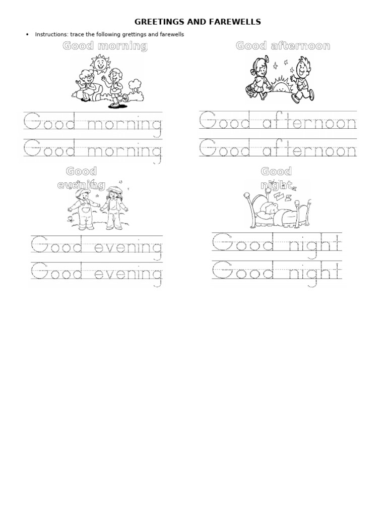 Greetings and Farewells Worksheet | PDF