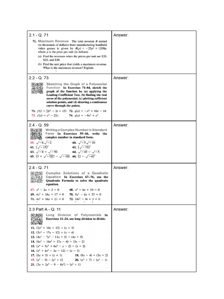 Pre-Calc Unit 1 Review Sheet | PDF