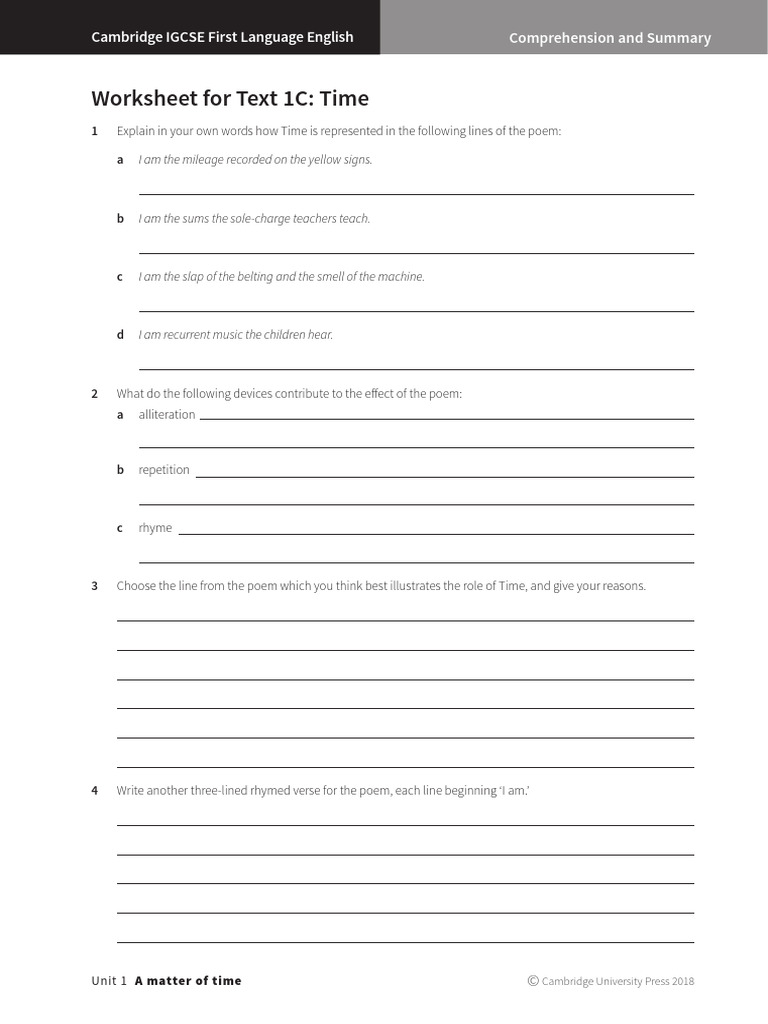 Worksheet 1c Igcse Fle | PDF