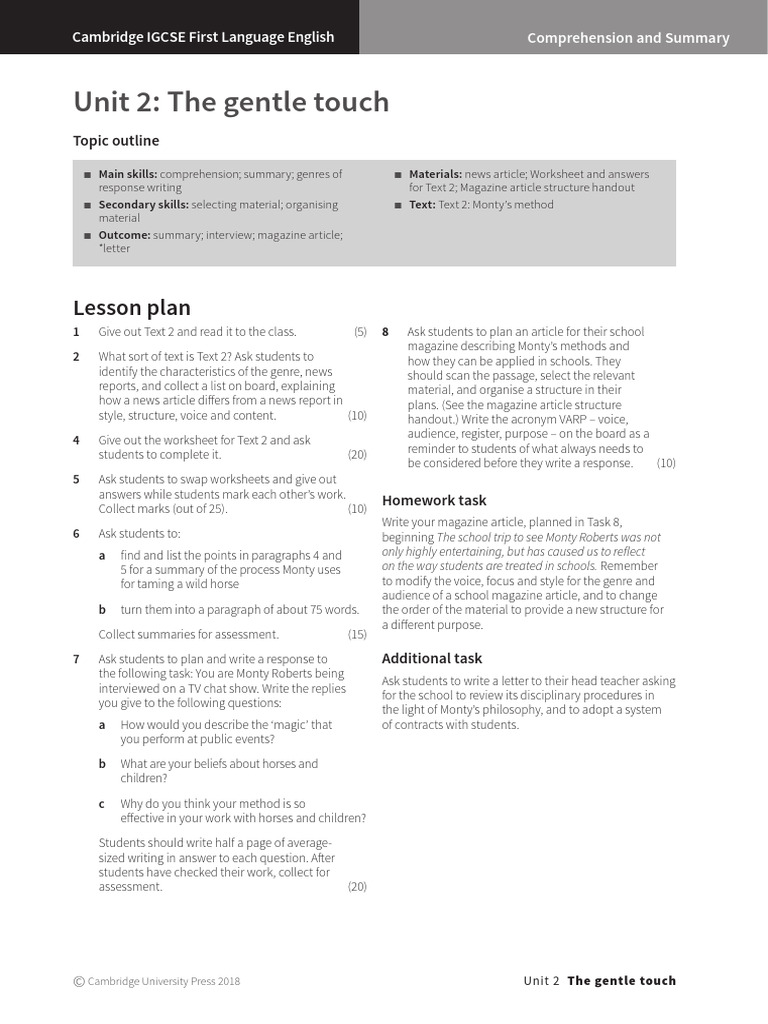 Teaching Notes 2 IGCSE FLE | PDF