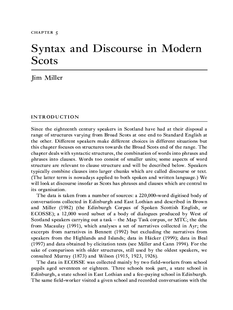 Syntax and Discourse in Modern Scots. | PDF