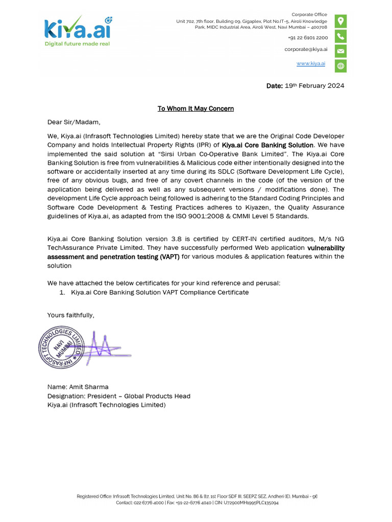 Audit Certificate - Sirsi Urban Co-Op Bank - 1902024 | PDF