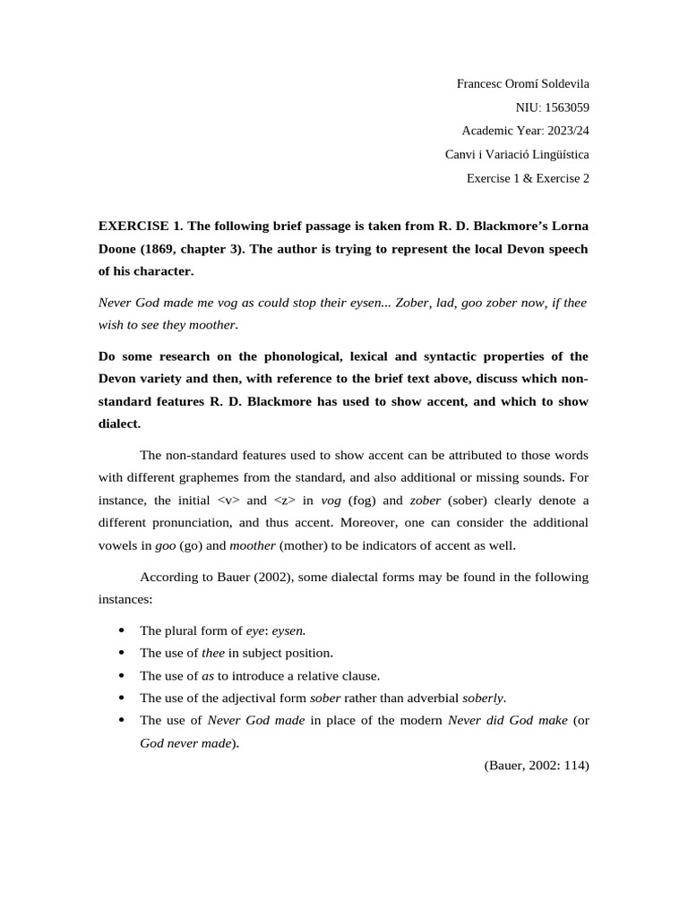 Exercise 1 & Exercise 2, Francesc Oromí | PDF