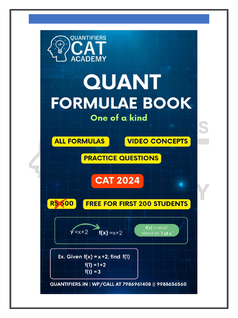 Quant Formula Book by Quantifiers CAT Academy | PDF