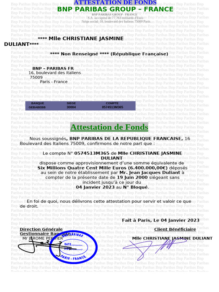 Attestation de Fonds | PDF