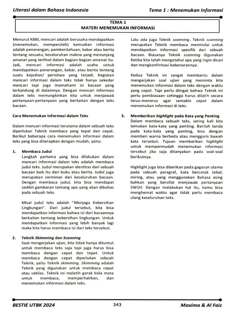 (SNBT.02) Buku Bestie UTBK SNBT 2024 - TPS Dan Literasi-351-364 | PDF