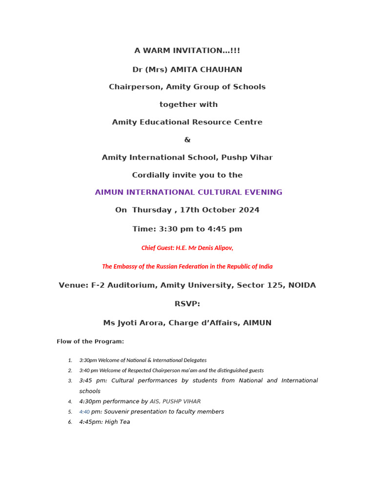 International Cultural Invite 2024 | PDF