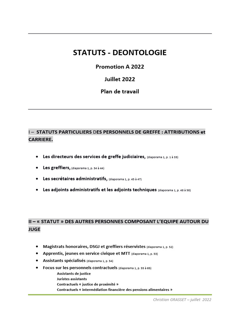 0 - Statuts-Deontologie-A2022 - Plan de Travail | PDF