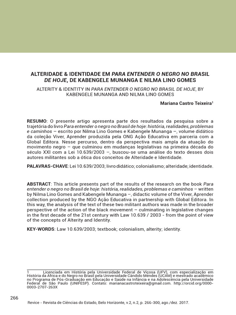 Alteridade and Identidade em para Entend | PDF