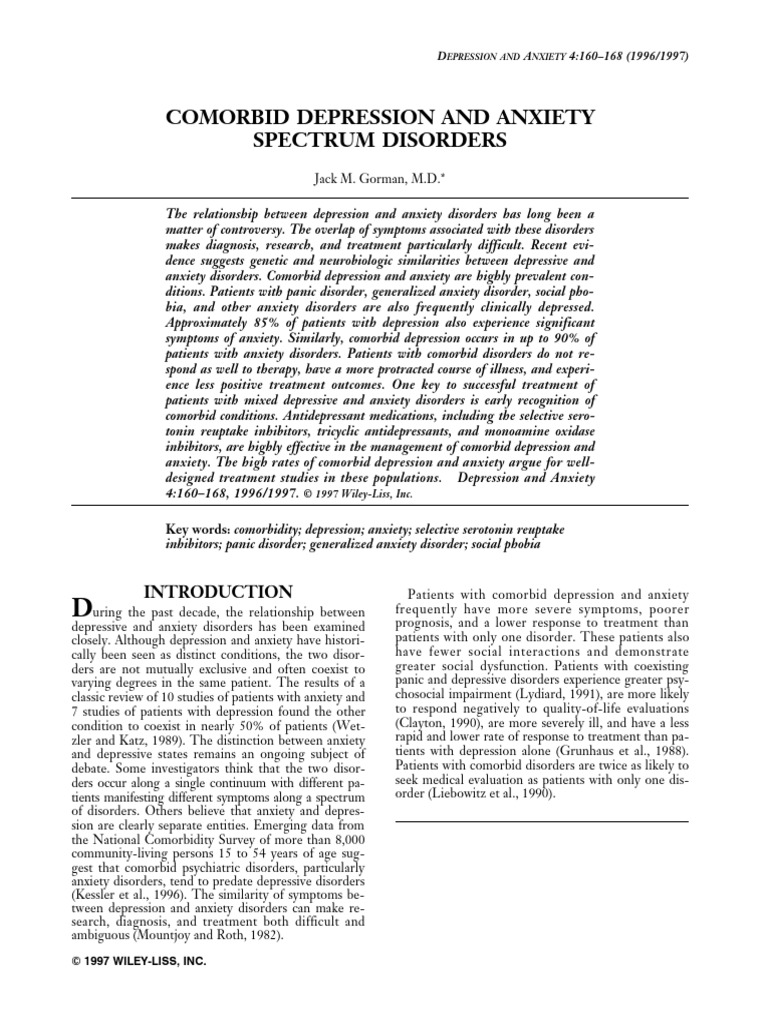 Comorbid Depression and Anxiety | PDF