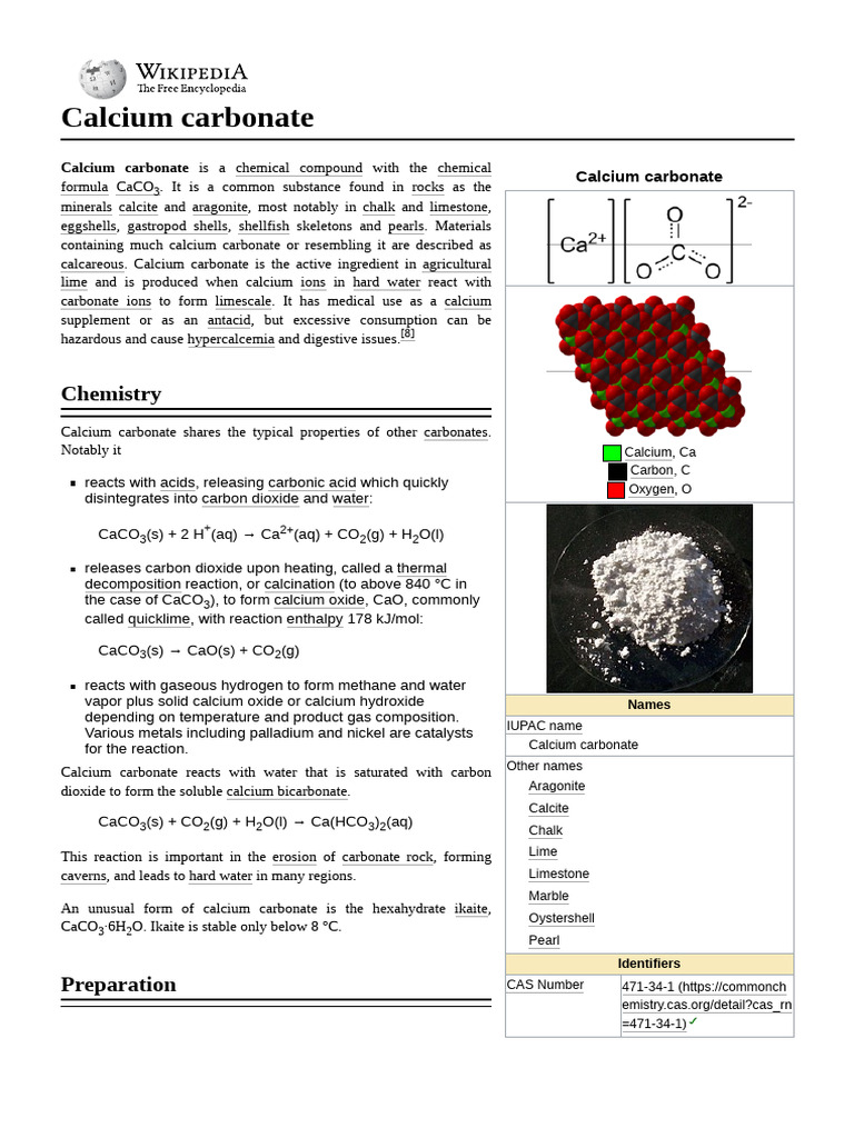 Calcium Carbonate | PDF
