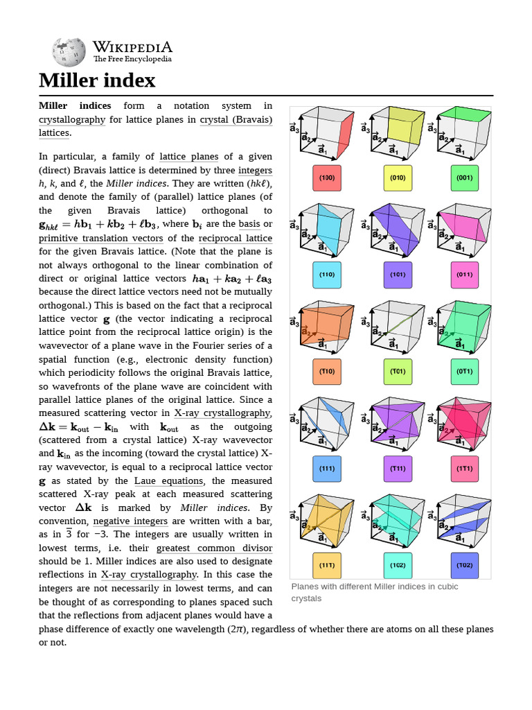 Miller Index | PDF