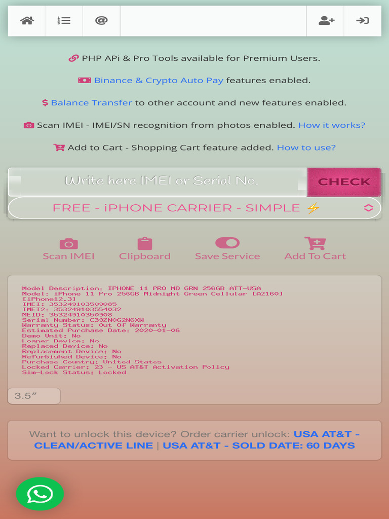 Free Imei Checker Online - Sickw - Com Imei Check Service | PDF