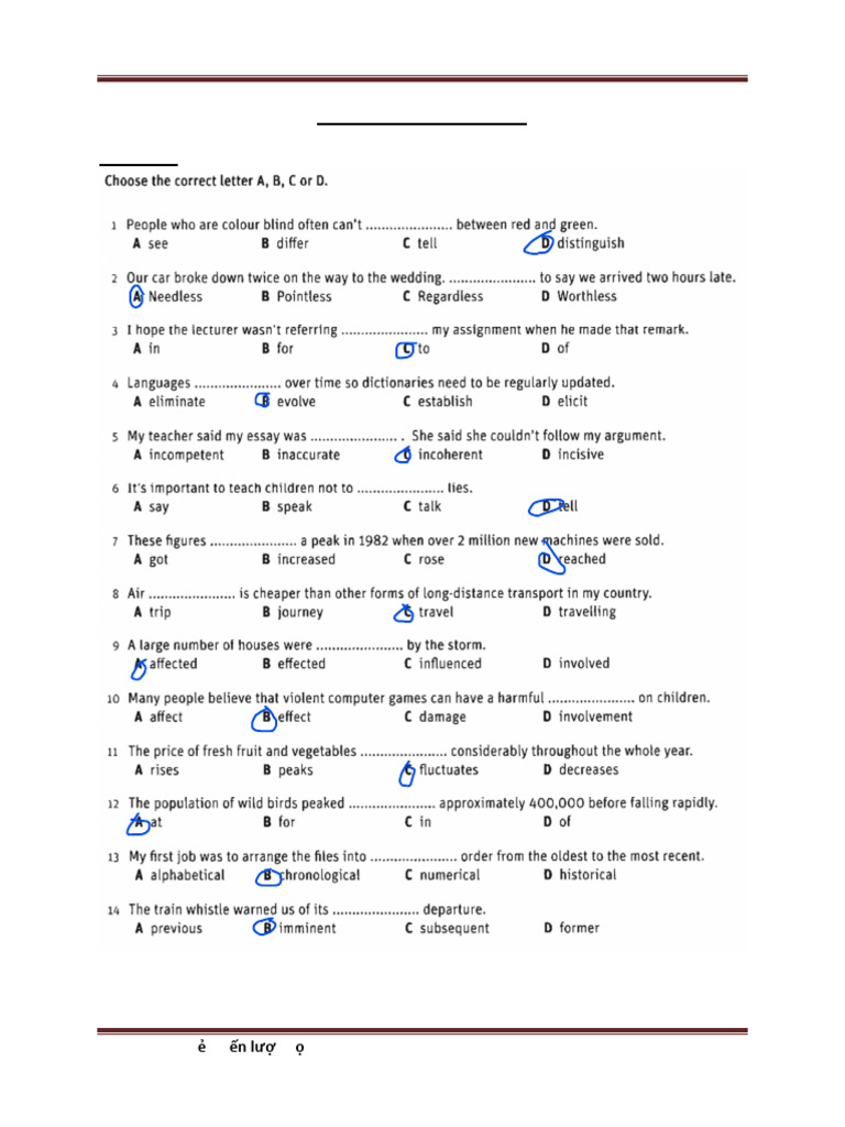 Vocabulary Test for IELTS Units 6-10 | PDF | Vietnam