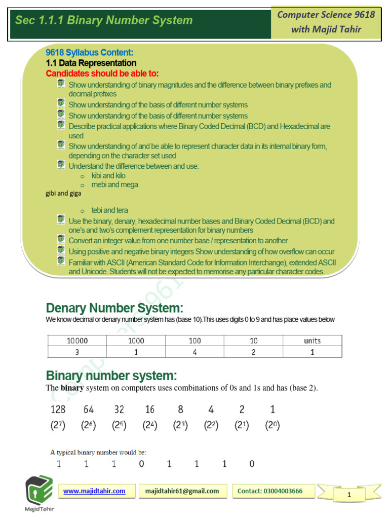 Denary Number System | PDF