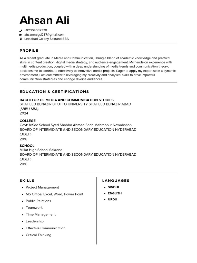 Ahsan Magsi CV | PDF