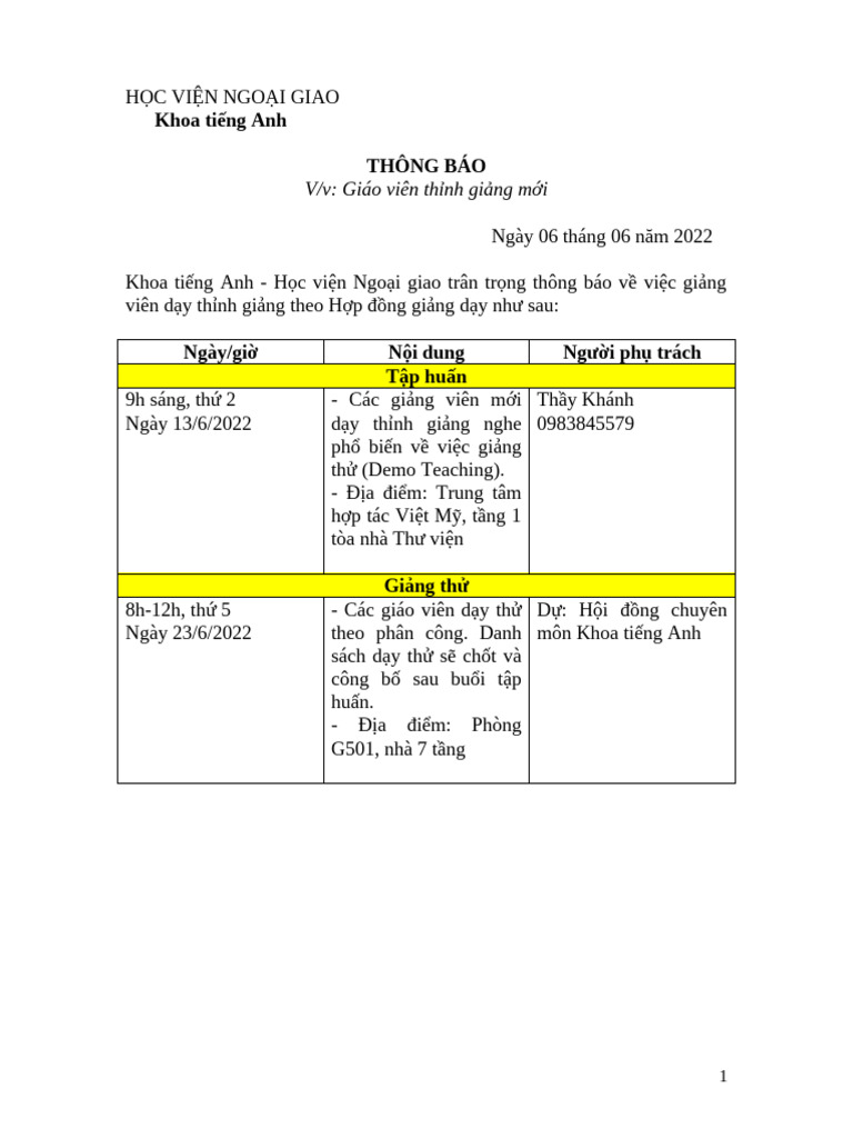 Thong Bao Giang Thu Kta. 2022 | PDF