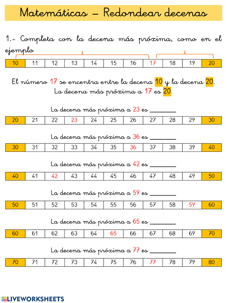 Redondear Decenas | PDF