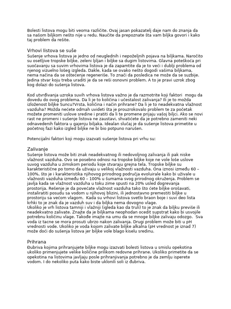 Bolesti Listova Cveca | PDF