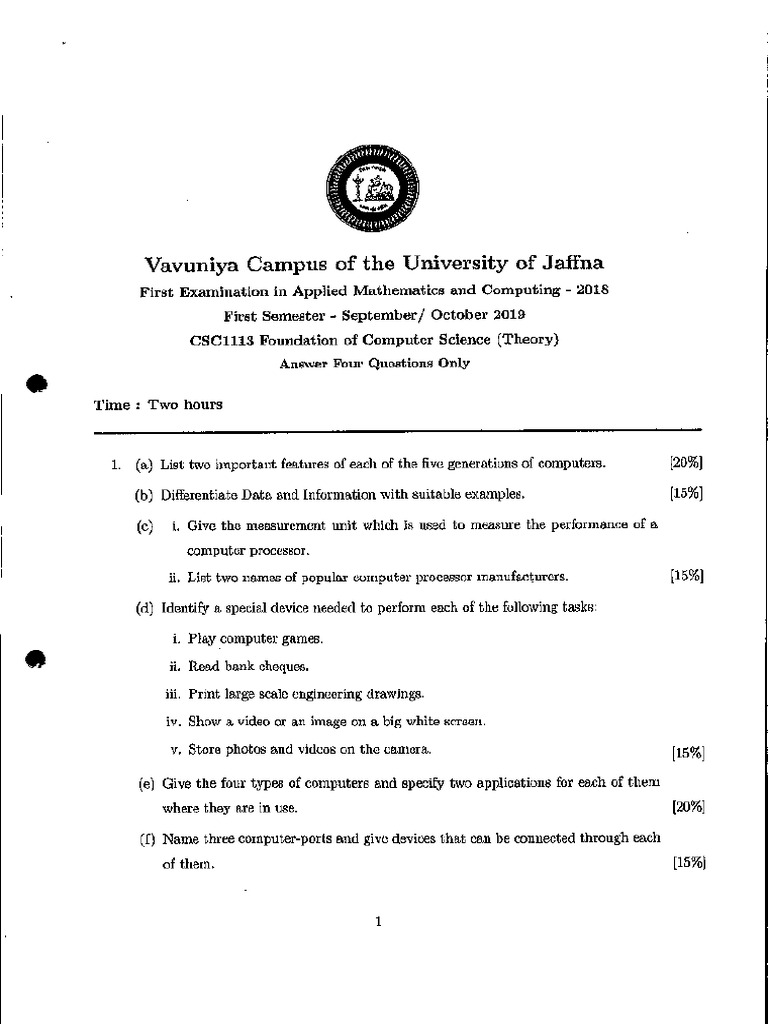 CSC 1113. Foundation of Computer Science | PDF