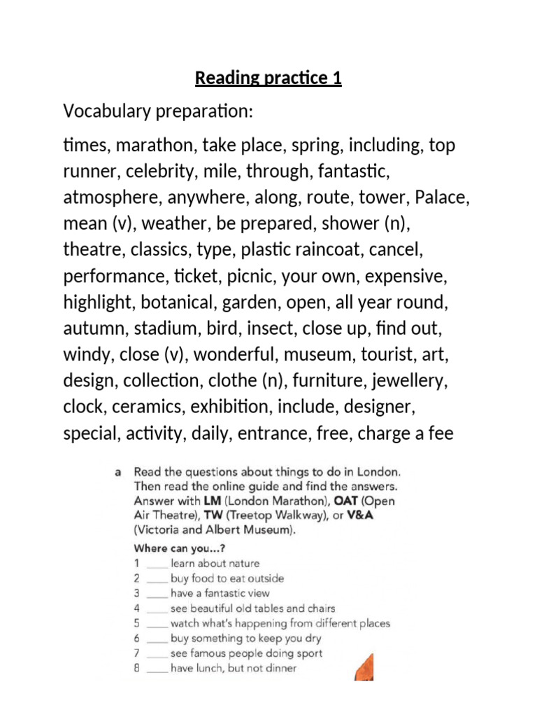 Reading Practice 1 | PDF