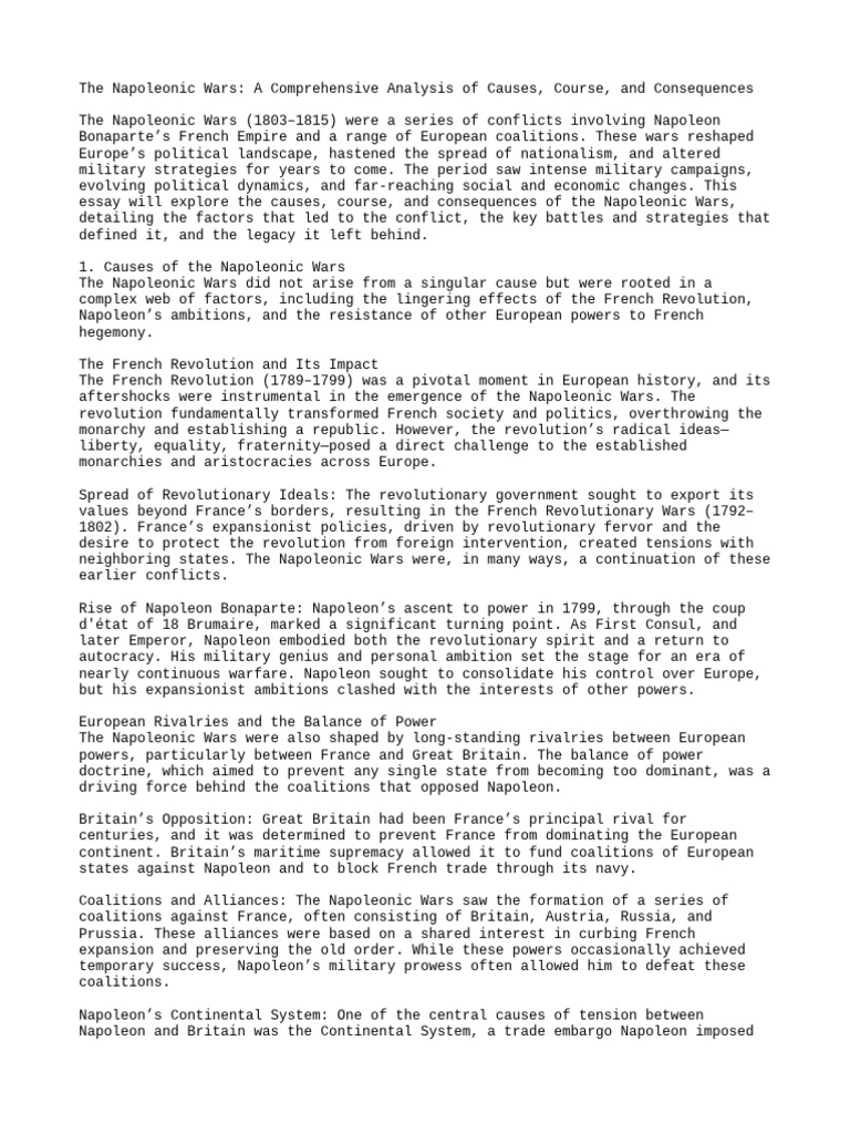 Napoleonic Wars Explained by Mitaye | PDF