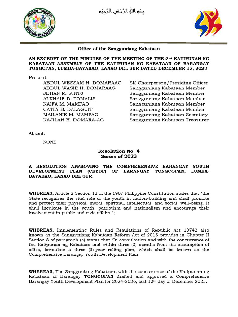 Abyip and Cdbyp SK Reso | PDF