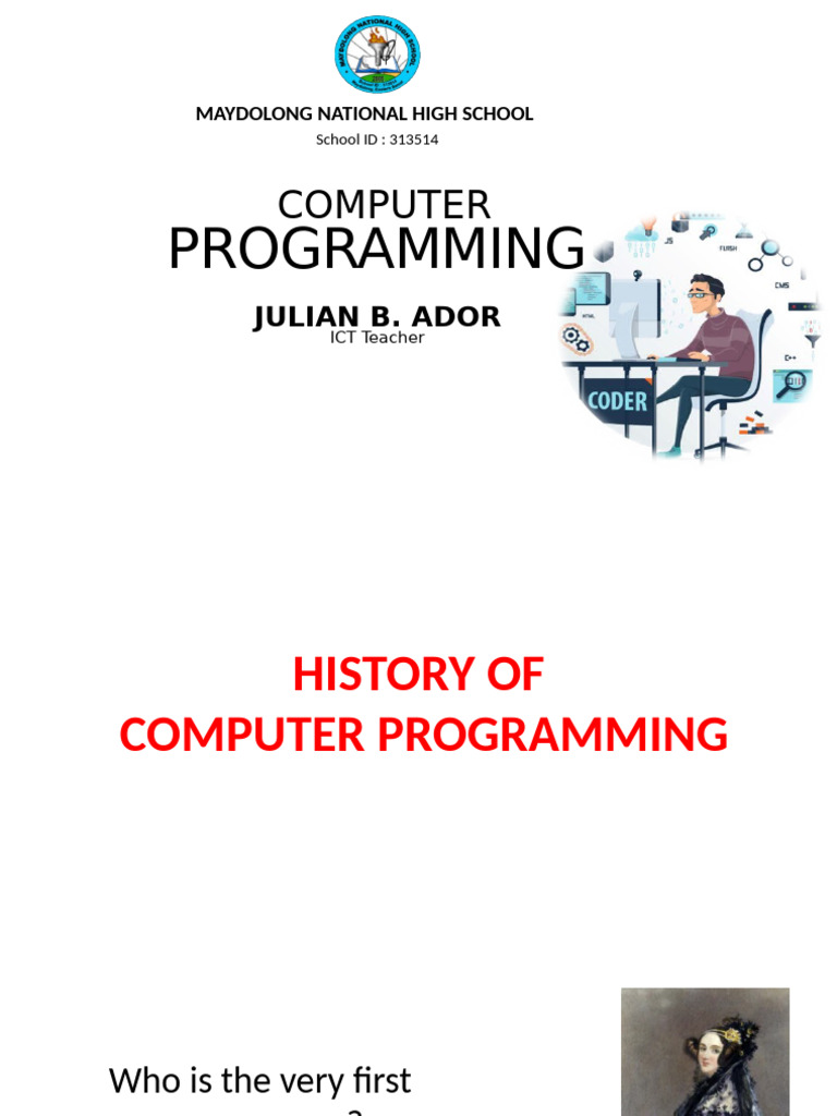 Q1 Presentation Programming Lesson 6 History of Computer Programming | PDF