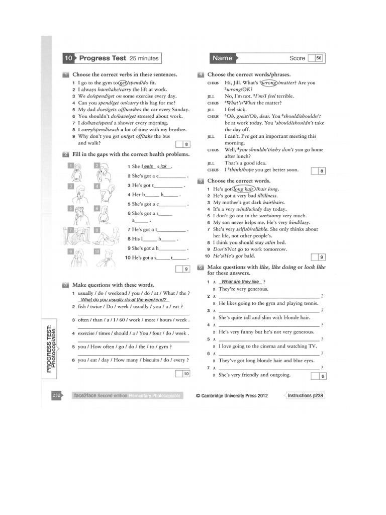 Progress Test 10 | PDF