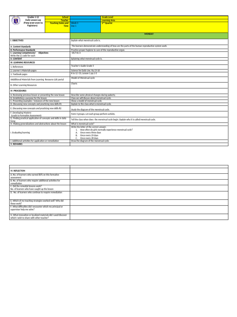 Grade 6 DLL Science 6 q2 Week 3 | PDF