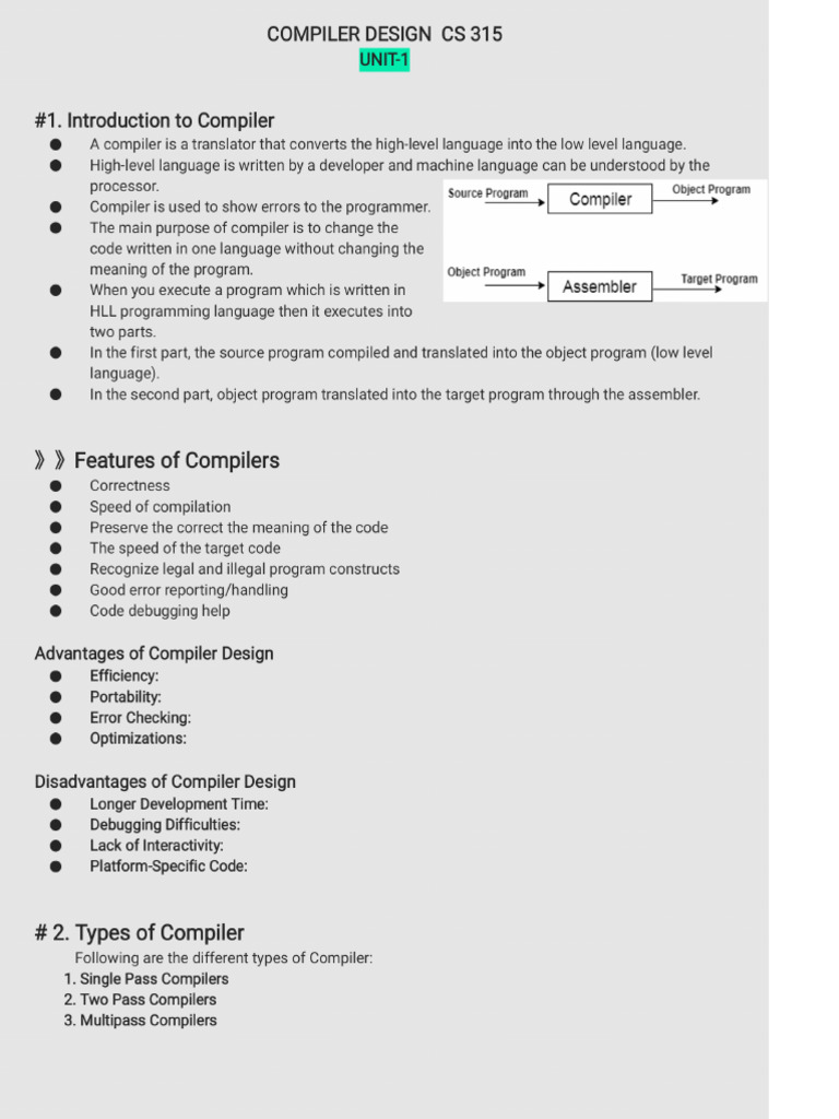 Compiler Design Notes | PDF