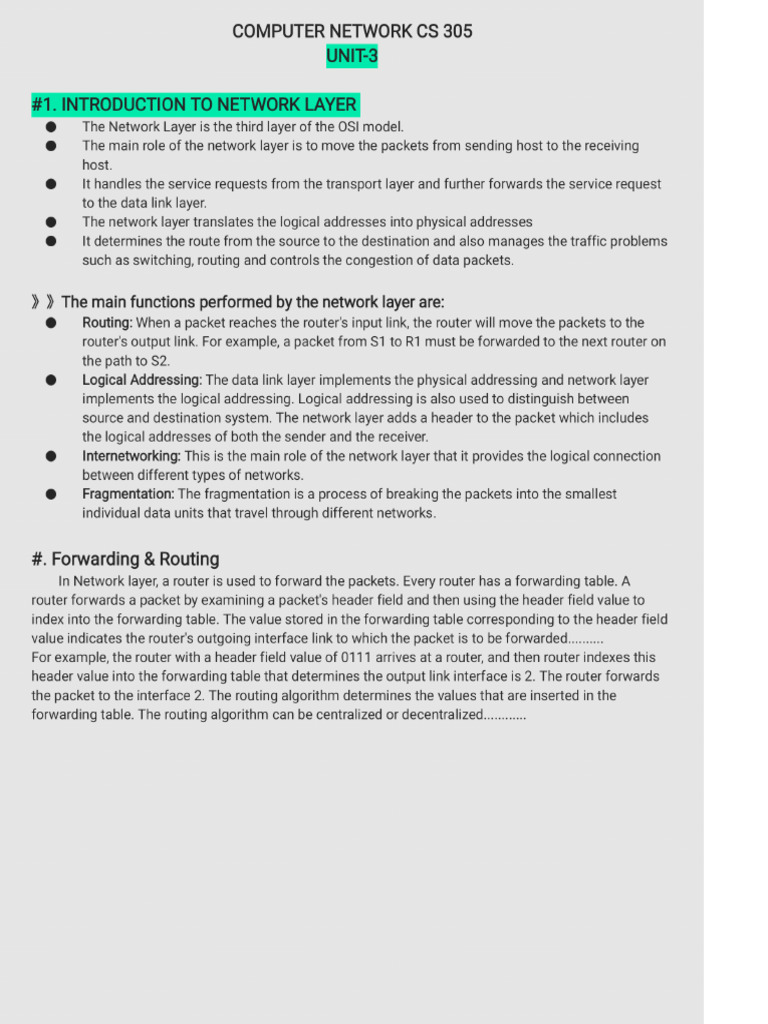 computer networks Unit 3 | PDF