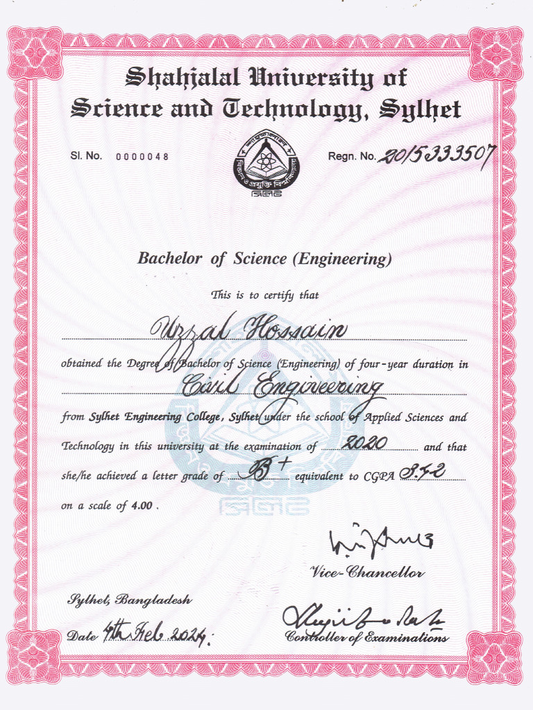 BACHELOR CERTIFICATE (Front&Back Side) | PDF