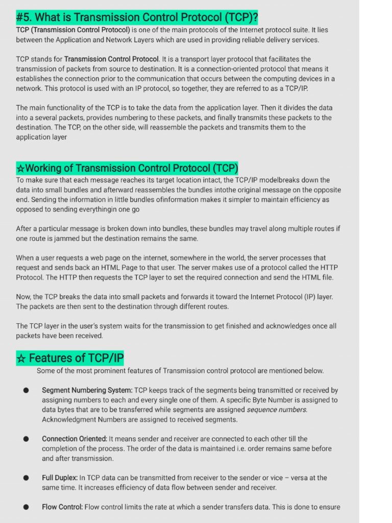 Transmission Control Protocol (TCP) | PDF