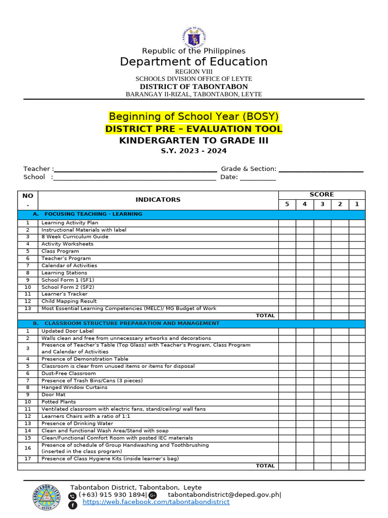 Classroom Readiness Checklist 2023 2024 | PDF